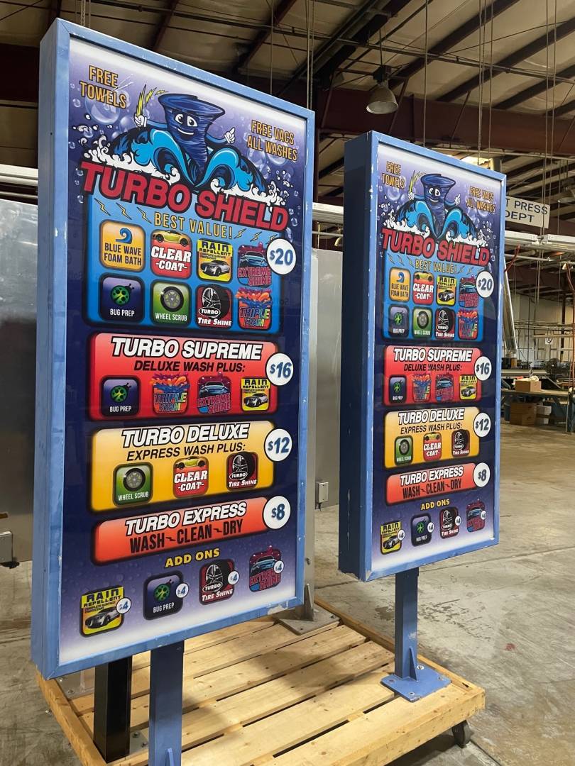 4436 - TSS - Backlit 6ft Menu Boards (2 avail) - Car Wash Signs ...